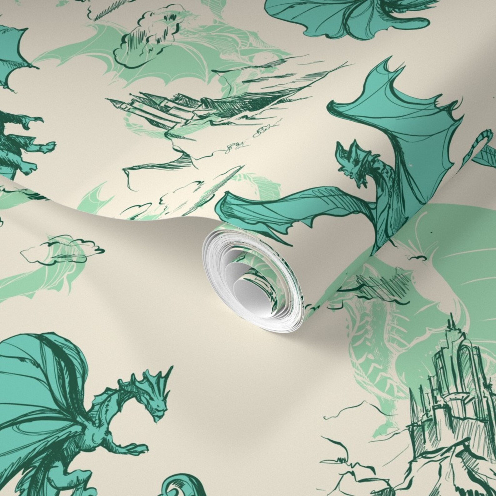 Dragon Wallpaper Dragon Jade by Pattern State Mystical - Etsy