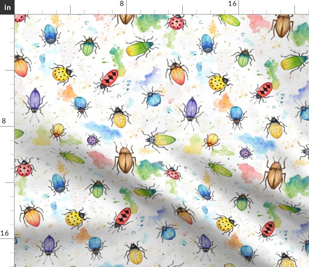 Beetles Fabric Whimsical Beetles Smaller Scale by Hazel Fisher ...