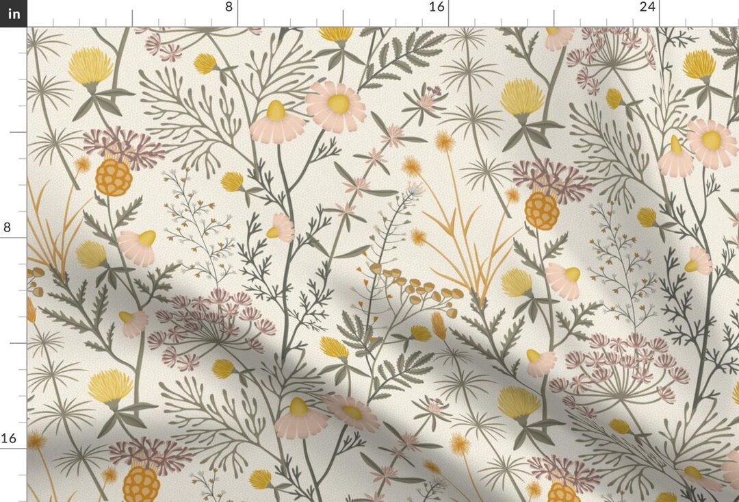 Cottagecore Fabric - Botanical Weeds Medium by Garabateo - Botanical ...