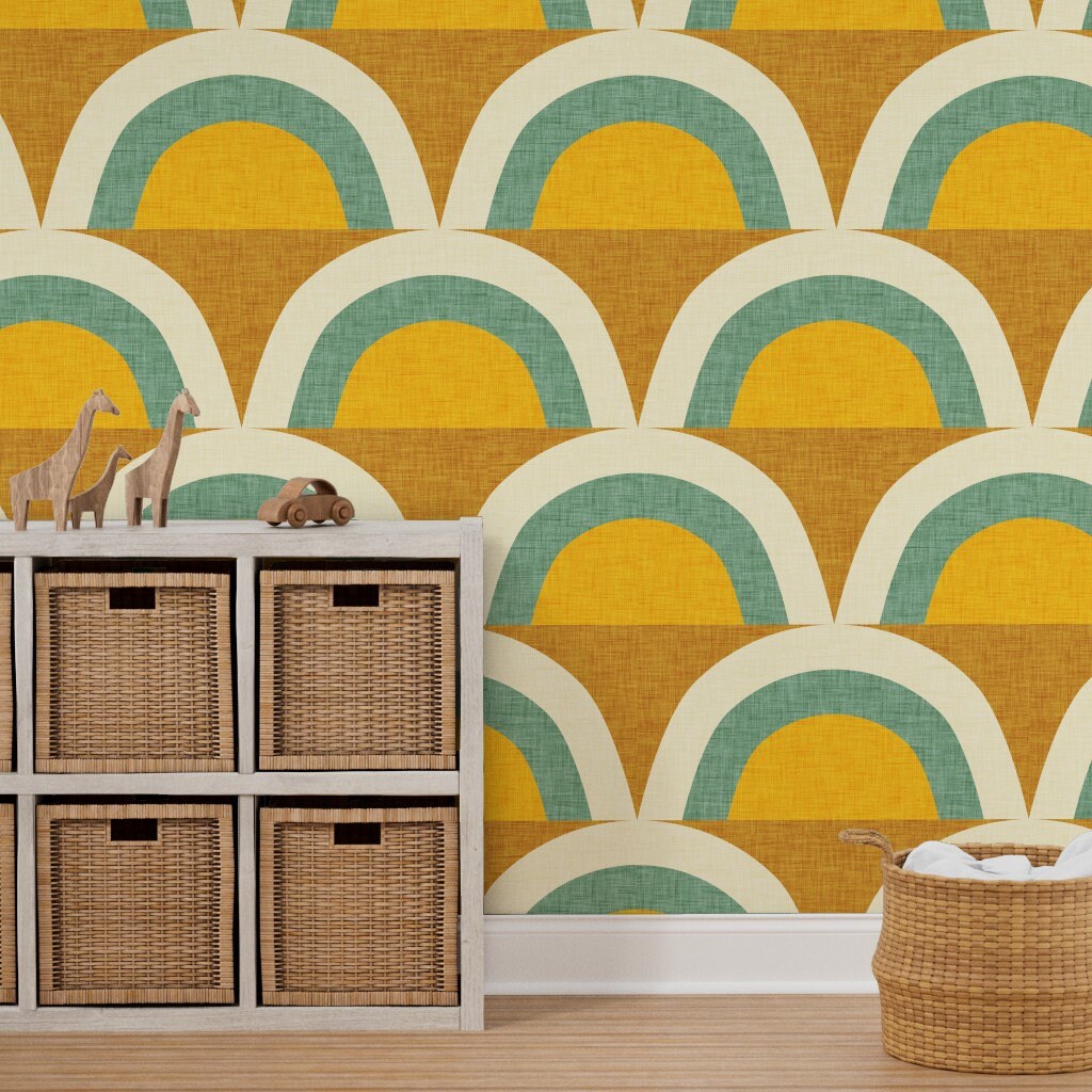 Mid Century Modern Wallpaper New Mid Mod Rainbow Magic by - Etsy