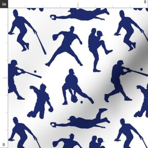 Baseball Fabric - Baseball Players // Dark Blue by Thin Line Textiles ...