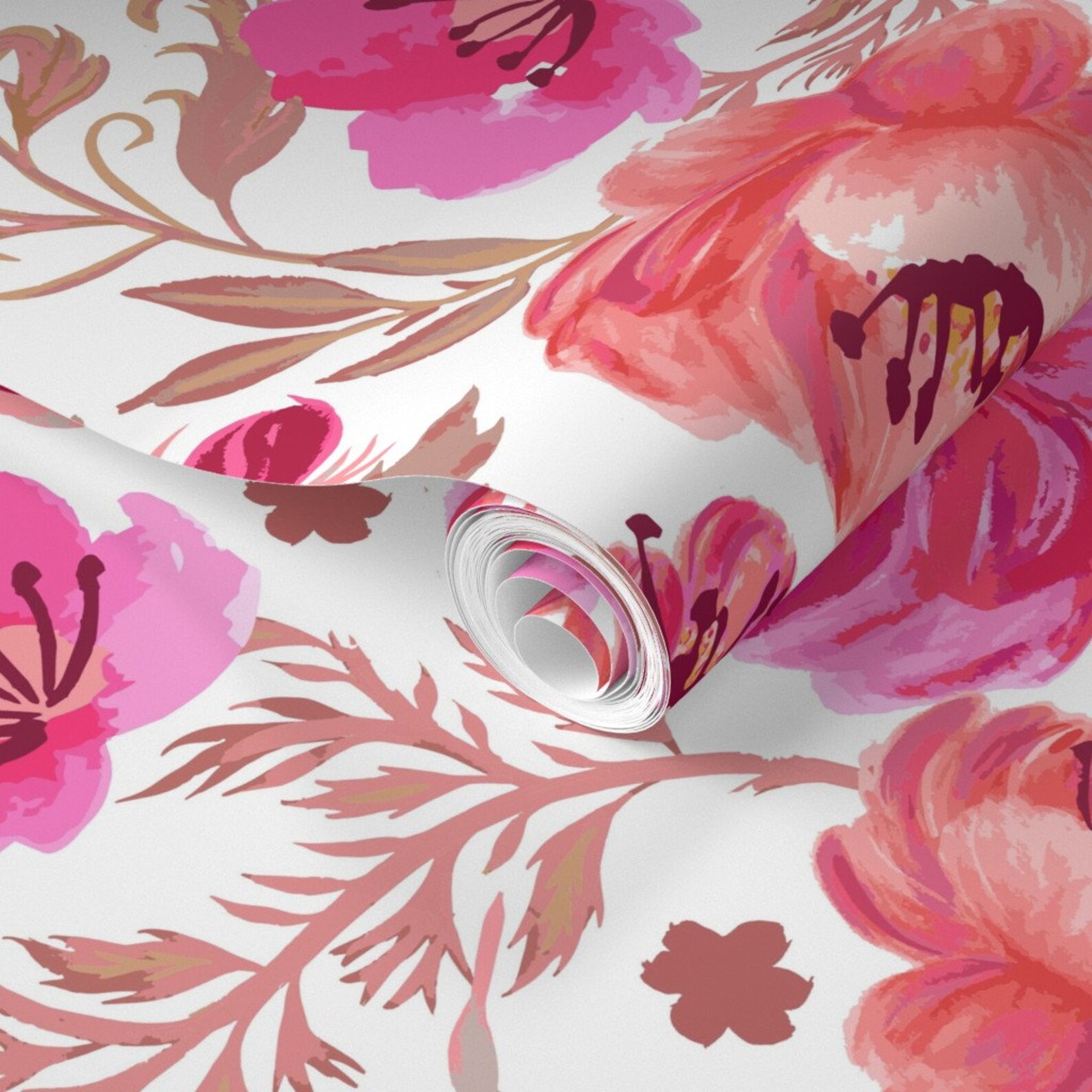 Rococo Floral Fabric Rococo Garden by Jill O Connor Pink - Etsy