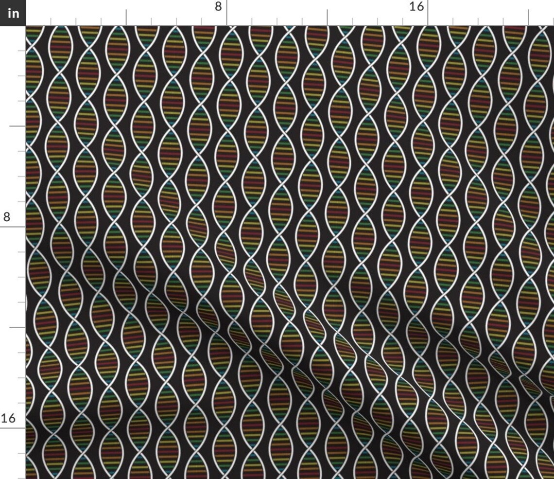 Dna Fabric Dna Strands dark Rainbow by Robyriker Dna - Etsy