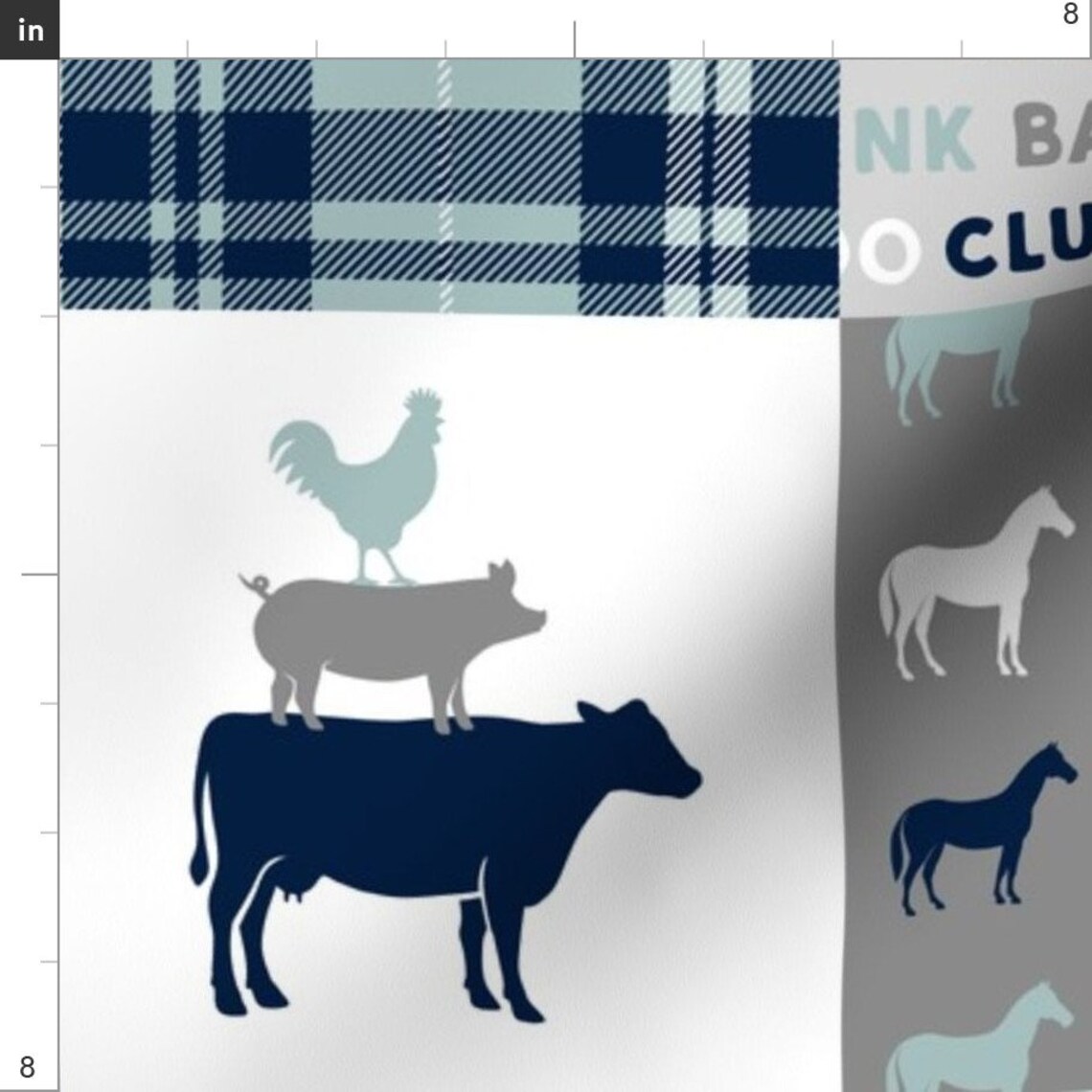 Farm Fabric Farm Life Tractor Wholecloth Patchwork Navy - Etsy