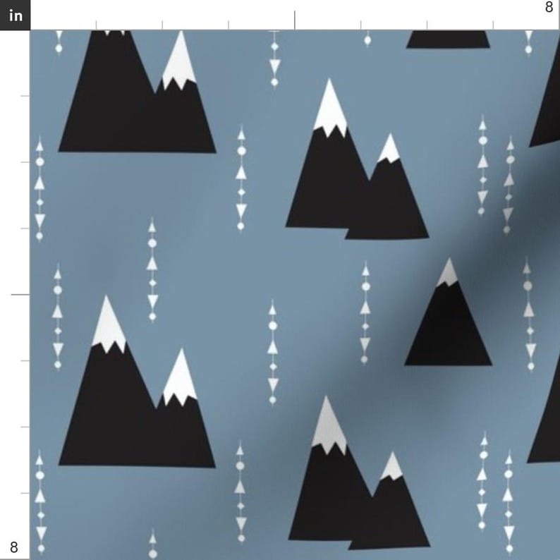 Mountain Geometric Fabric - Blue Mountain - by Elvelyckan - Mountain ...