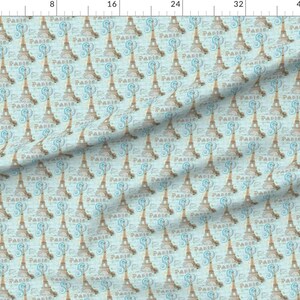Paris Fabric Vintage Paris French Words Aqua Mint Teal - Etsy