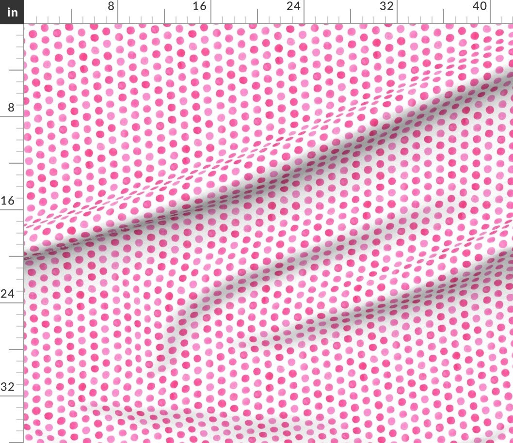 Pink Polka Dots Fabric Watercolor Dots Hot Pink By | Etsy