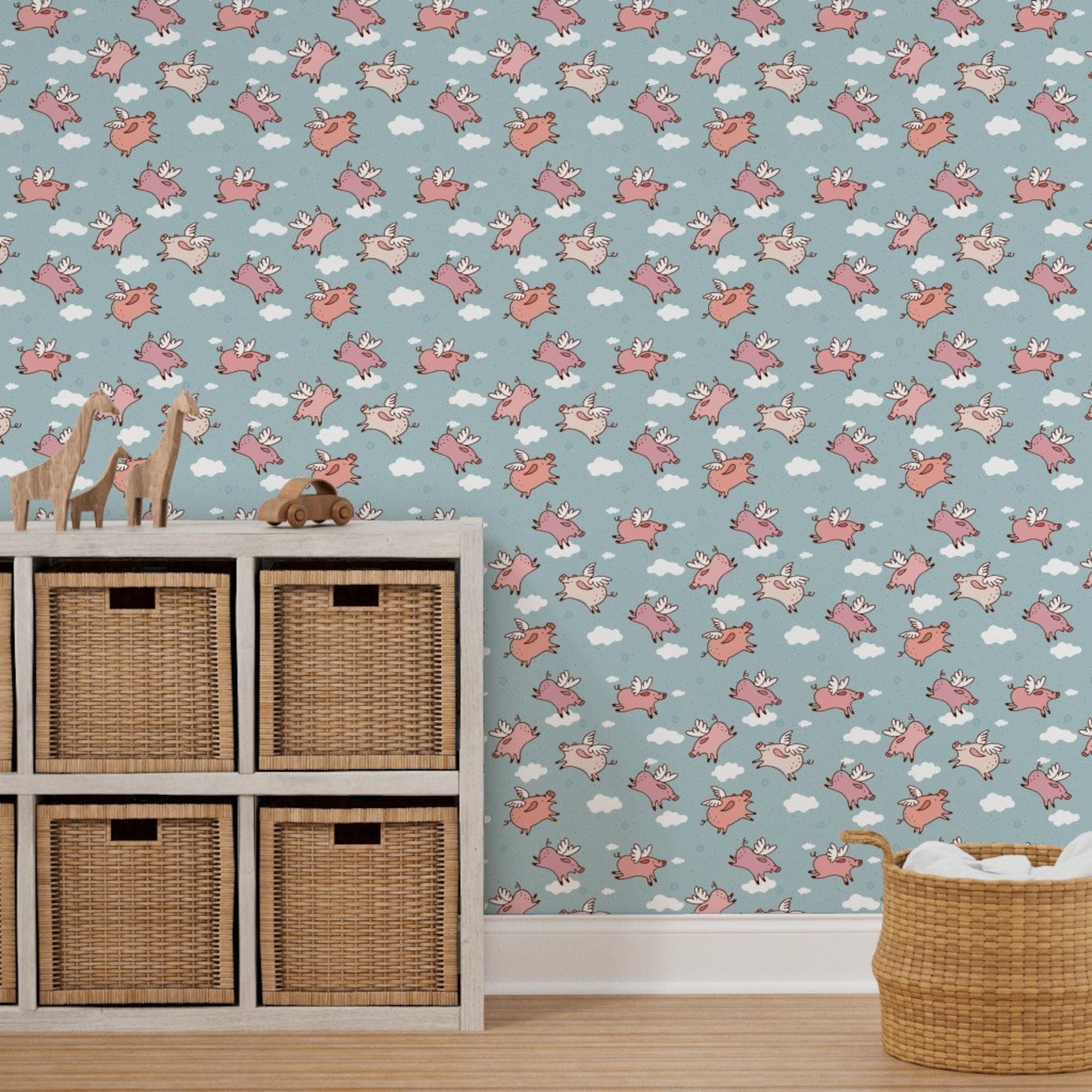 Flying Pigs Wallpaper When Pigs Fly New by Cynthiafrenette - Etsy