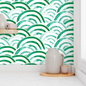 Emerald Wallpaper - Watercolor Rainbows by Littlearrowdesign - Emerald ...