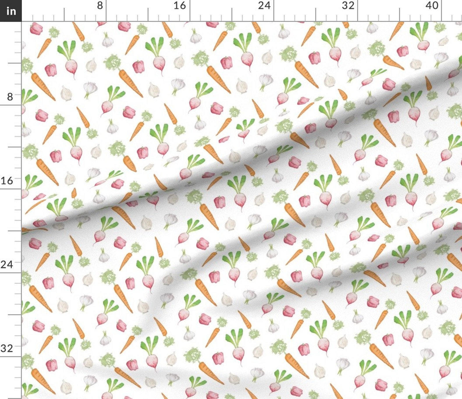Vegetable Fabric Farmers Veggies by Louandmoss Pepper - Etsy