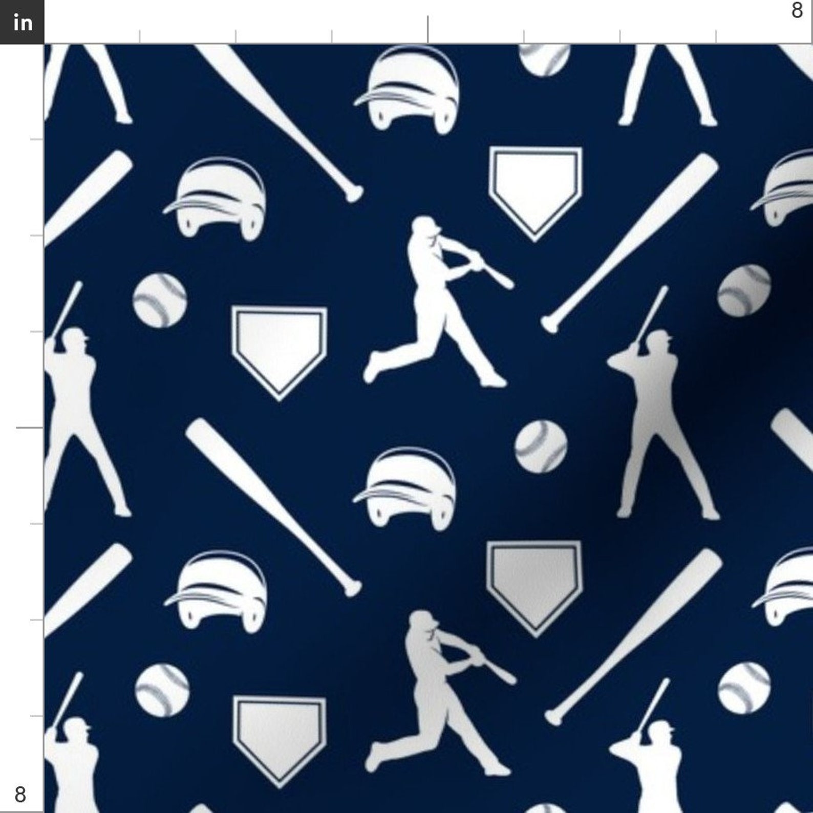 Baseball Fabric Fabric Navy by Littlearrowdesign Dark Blue | Etsy