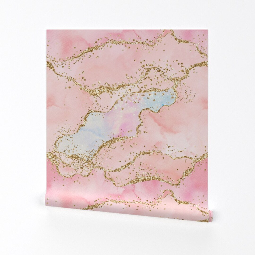 Watercolor Wallpaper Sunset by Ktscarlett_ Geode Pink - Etsy