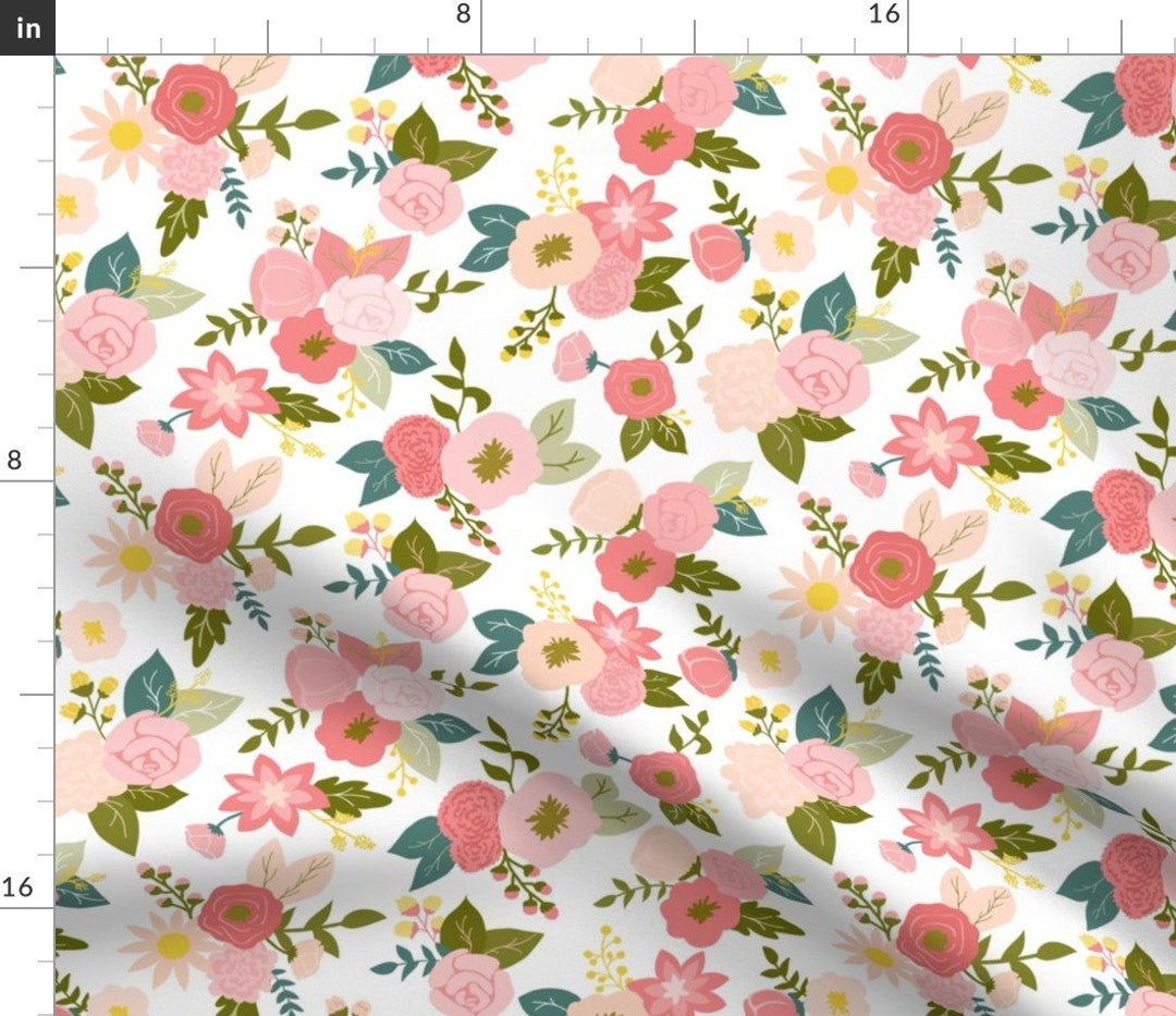 Spoonflower's Pretty in Pink Floral Fabric Designed by - Etsy