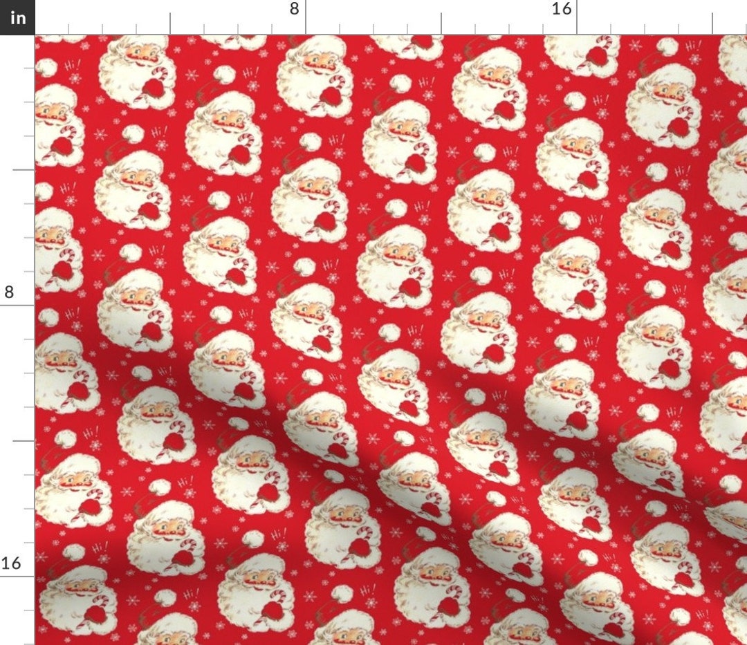 Vintage Santa Fabric Hi Santa Christmas Real Red by - Etsy