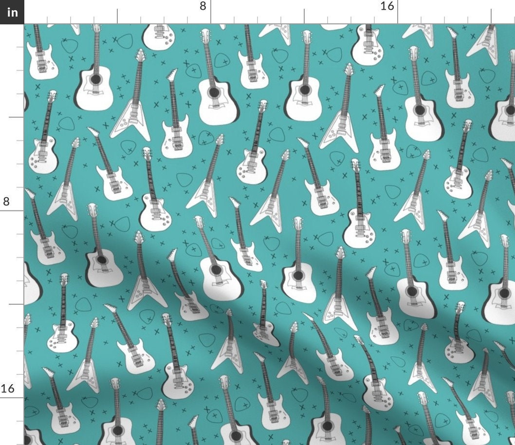 Guitar Fabric Electric Guitars Music Fabric by Andrea Lauren | Etsy