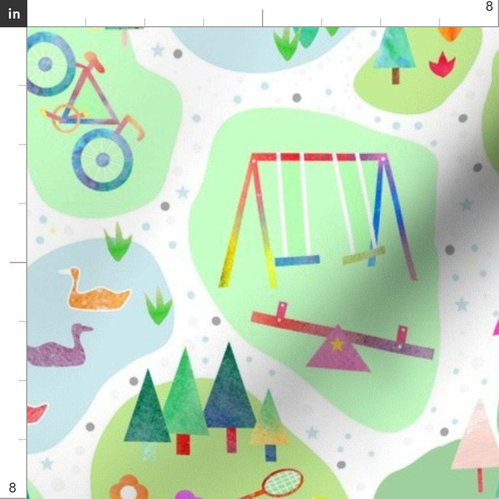 Park Map Fabric Park Map By Emmaallardsmith Watercolor | Etsy