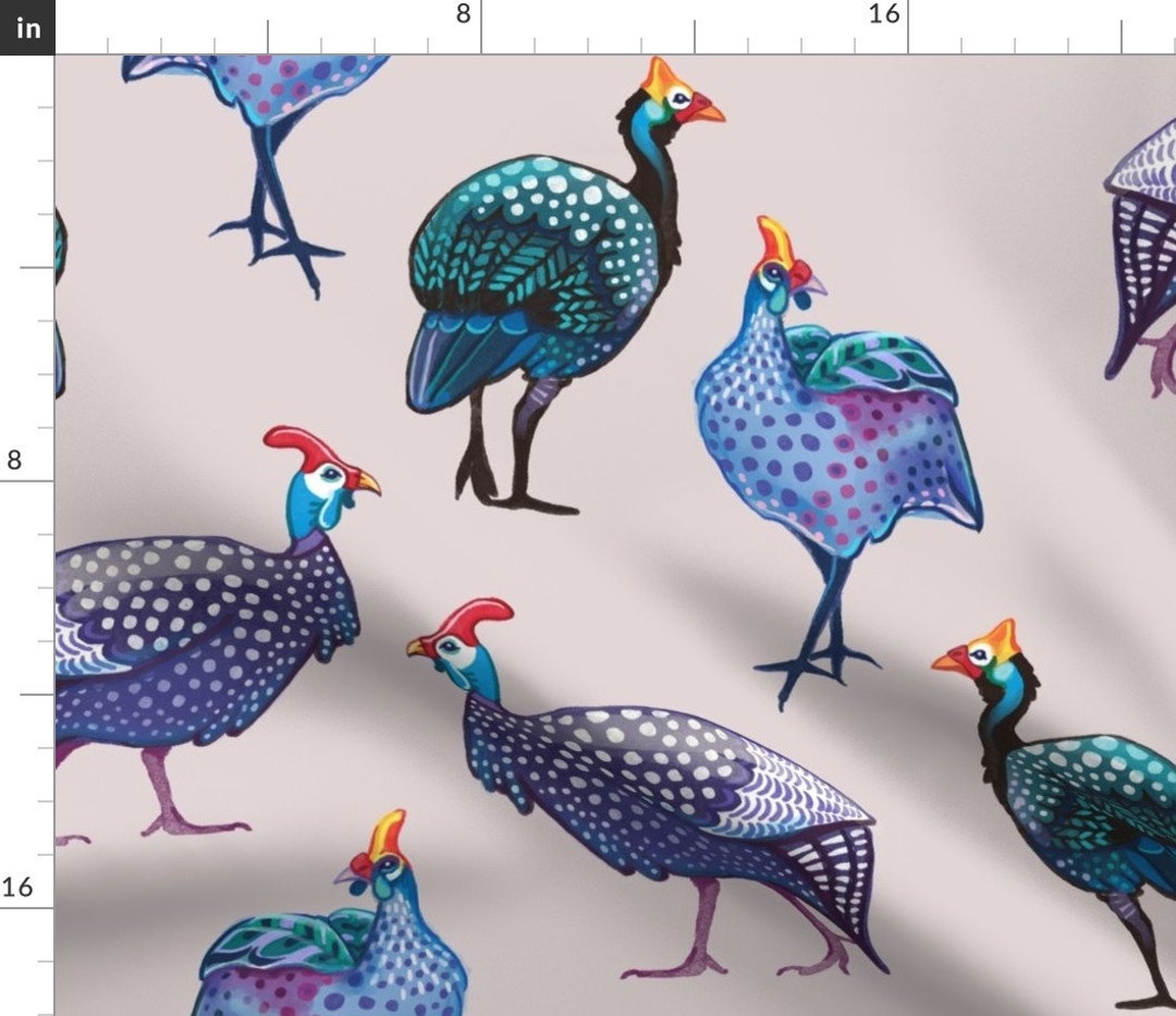 Guinea Hens Fabric Guinea Fowl Flock by M&mdesignstudios Bright ...