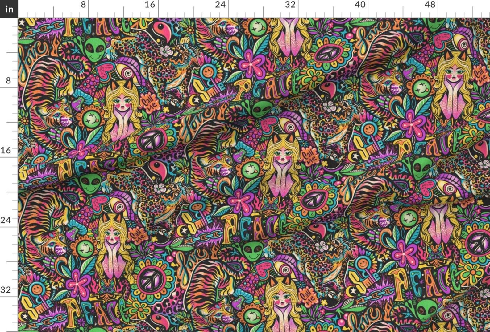 Y2k Fabric - Y2k Doodle Bang Pattern by Dacha Dreamland - Y2k Throwback ...