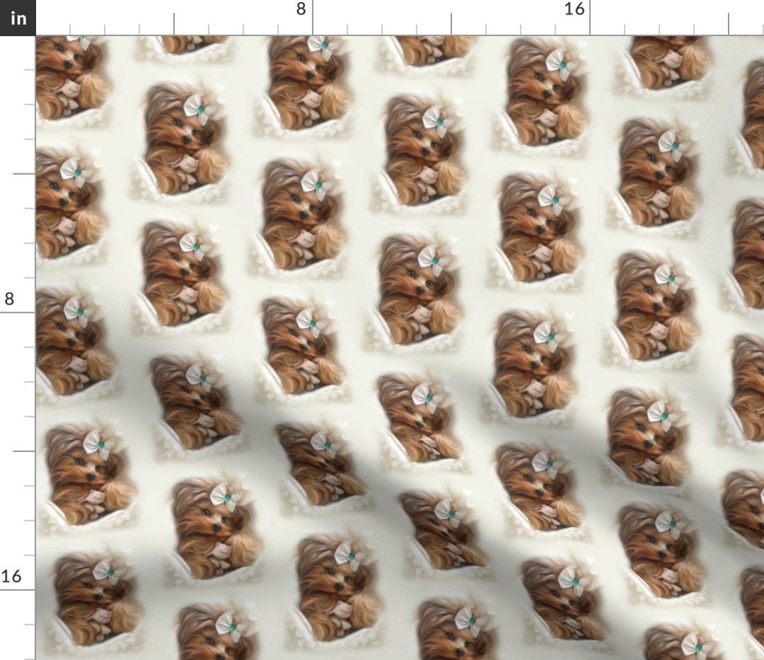 Yorkie Fabric Lulu and Mr. Lamb M by Catialee Yorkie Yorkshire Terrier ...