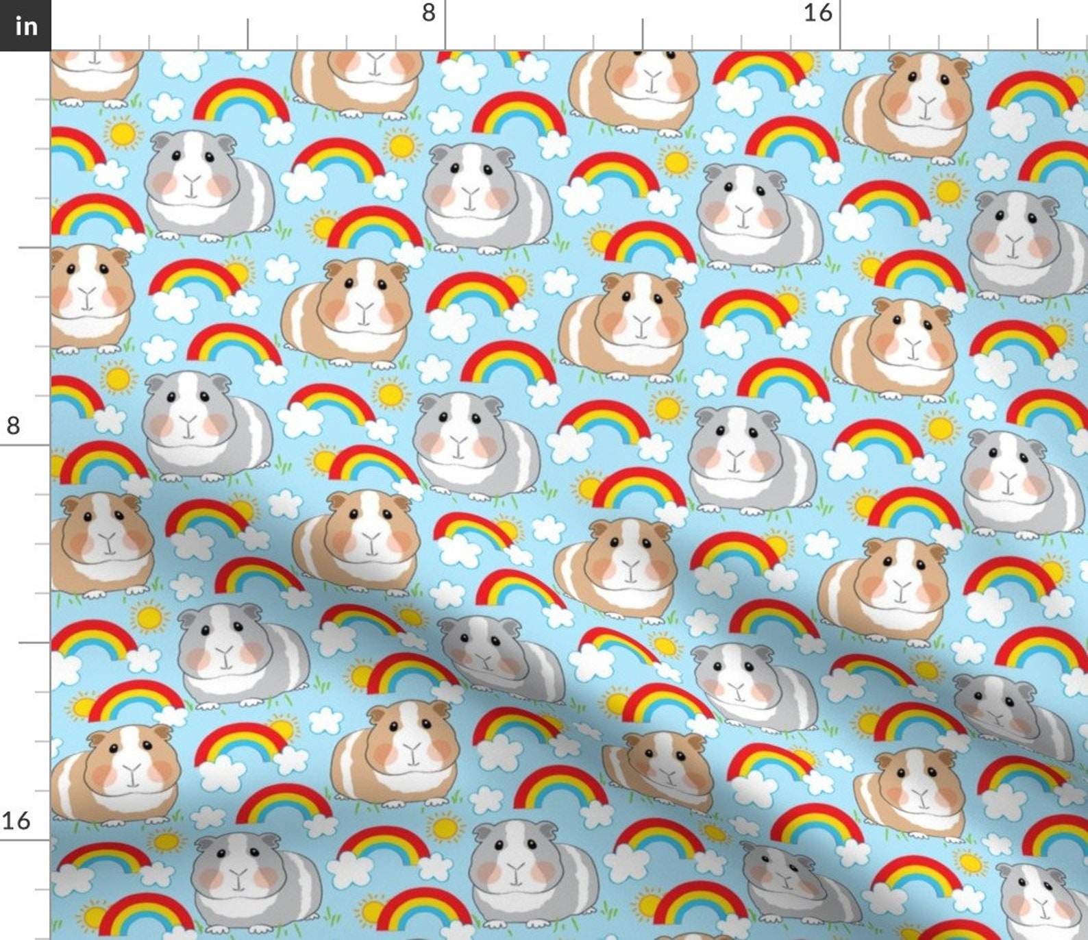 Guinea Pigs and Rainbows Fabric - Etsy