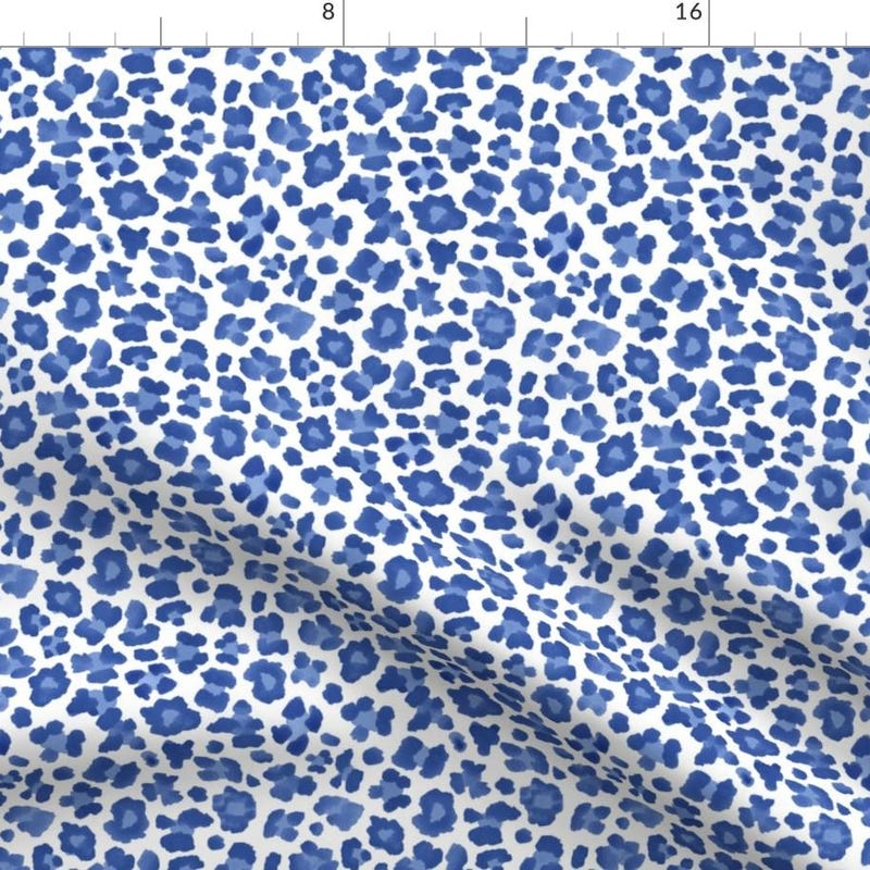 Blue Leopard Fabric - Etsy