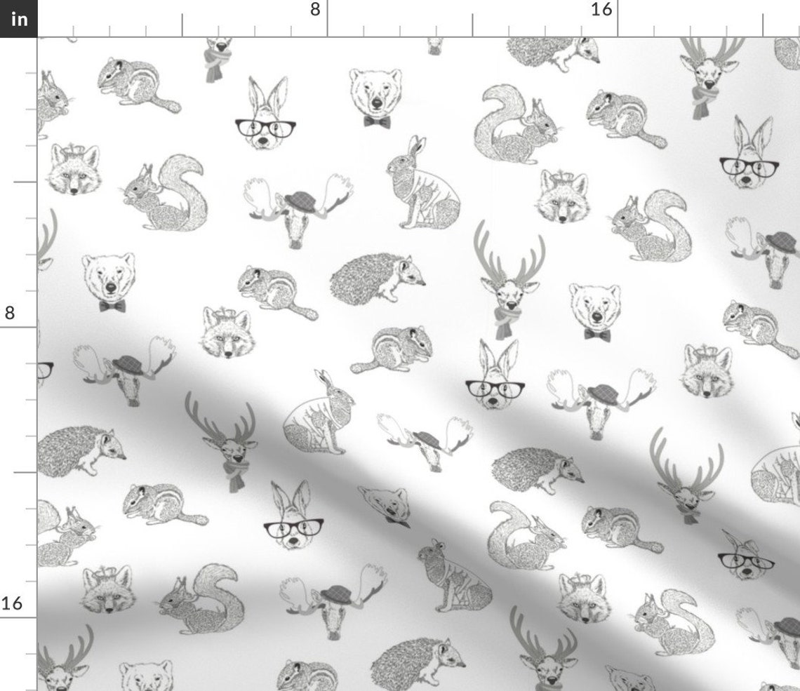 Hipster Woodland Animals Fabric Woodland Animals by - Etsy