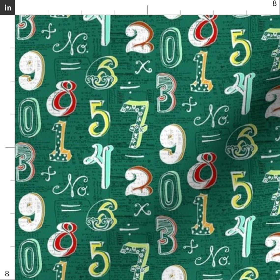 Green Math Fabric Numéro by Graceful Green Number - Etsy