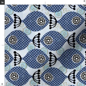 Scandi Fish Small Scale Fabric Fish and Sand Dollars small - Etsy