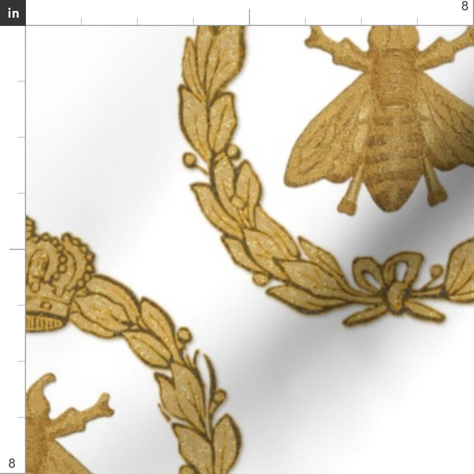Napoleon Fabric Napoleonic Bees Queen Bee Faux Gilt on White - Etsy