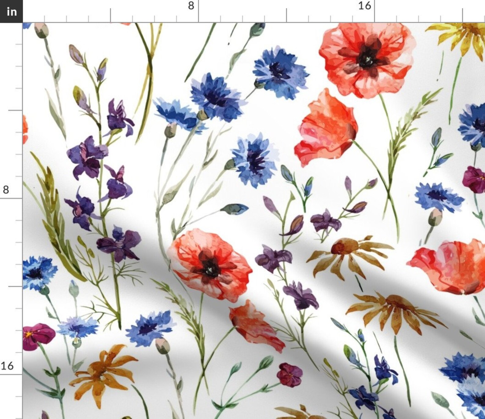 Poppy Fabric 24 X 24 Wildflowers by Mattieanne Poppy - Etsy