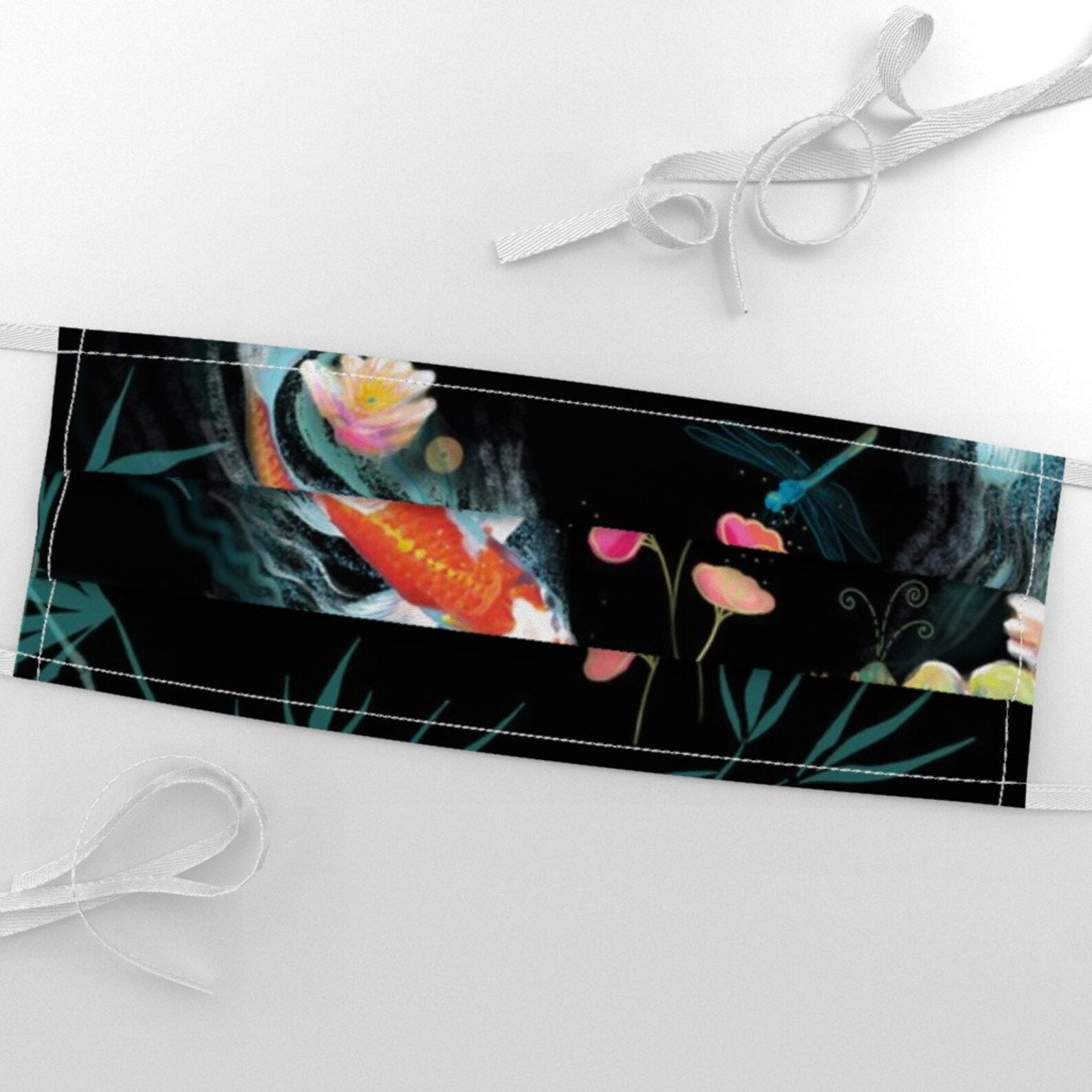 Koi Fish Fabric Japanese Water Garden Black by Designed by - Etsy