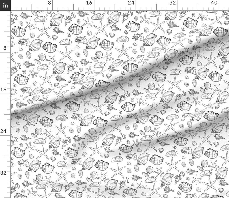 Sea Shells Fabric Shell Pattern 21x18 by Blackfeathergrass | Etsy