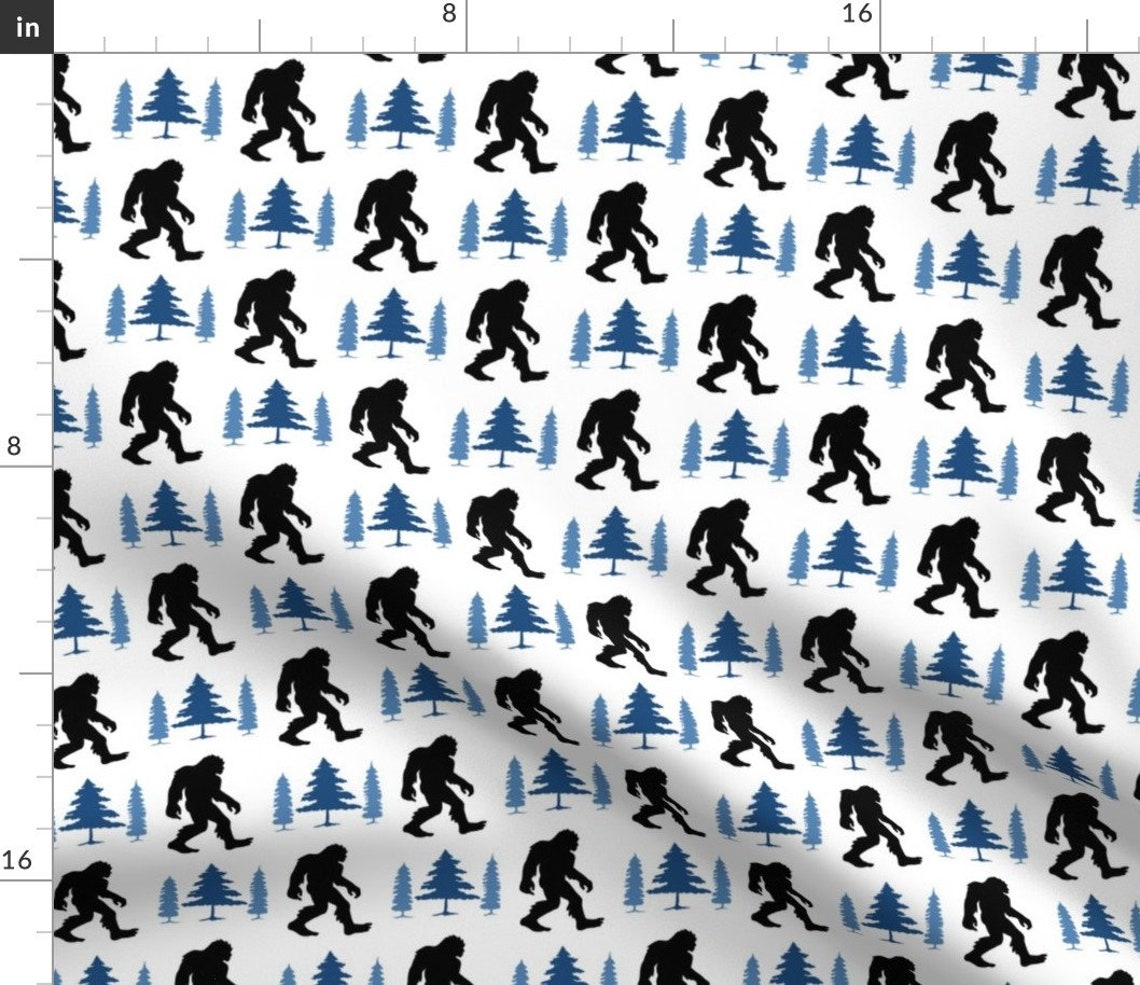 Bigfoot Fabric Sasquatch Blue Trees By Mariafaithgarcia - Etsy España