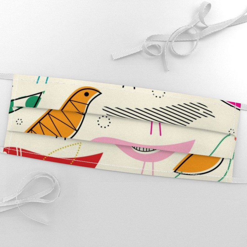 Mod Rainbow Bird Fabric A Nod to the House Bird by Katerhees - Etsy