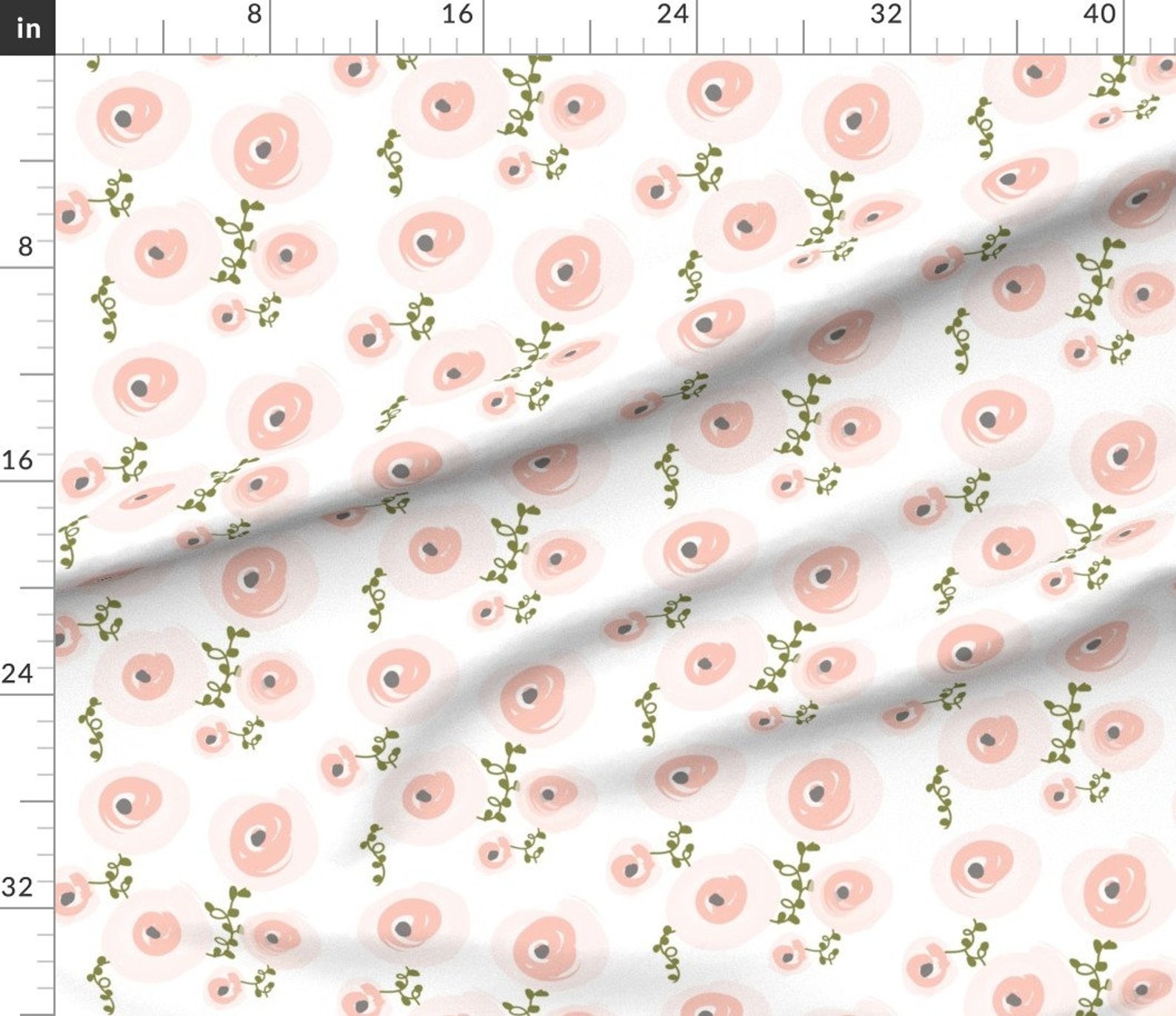 Pink Spring Flower Fabric Pale Watercolor Floral Peach - Etsy