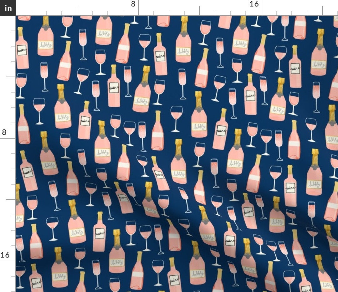 Wine Fabric Rosé All Day Wine Fabric Brunch Navy by - Etsy