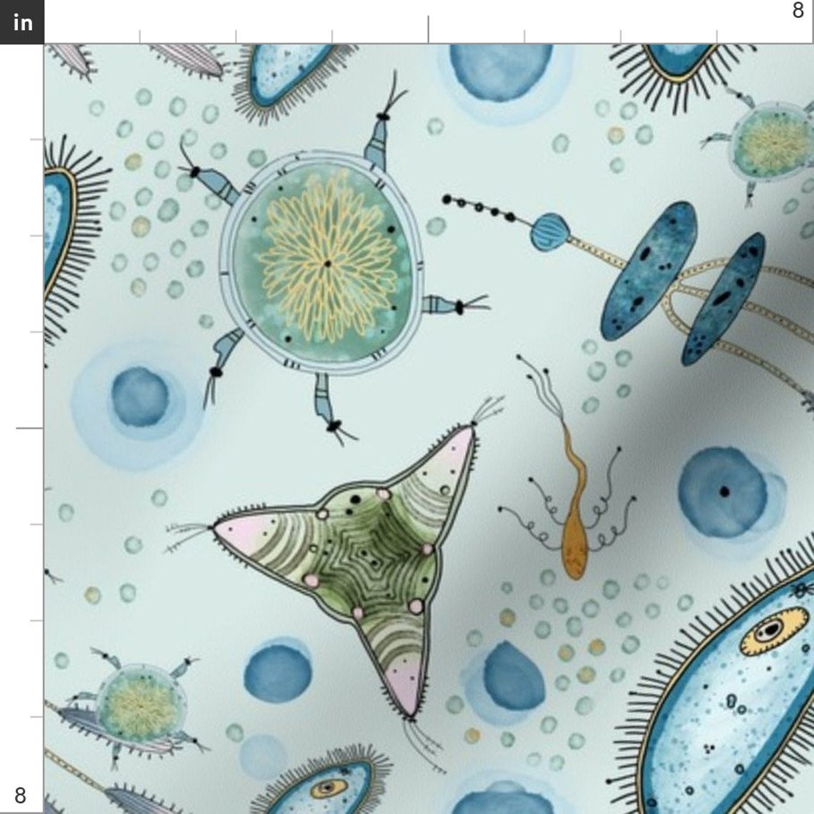 Bacteria Fabric Microbe by Jennifer Geldard Bacteria - Etsy