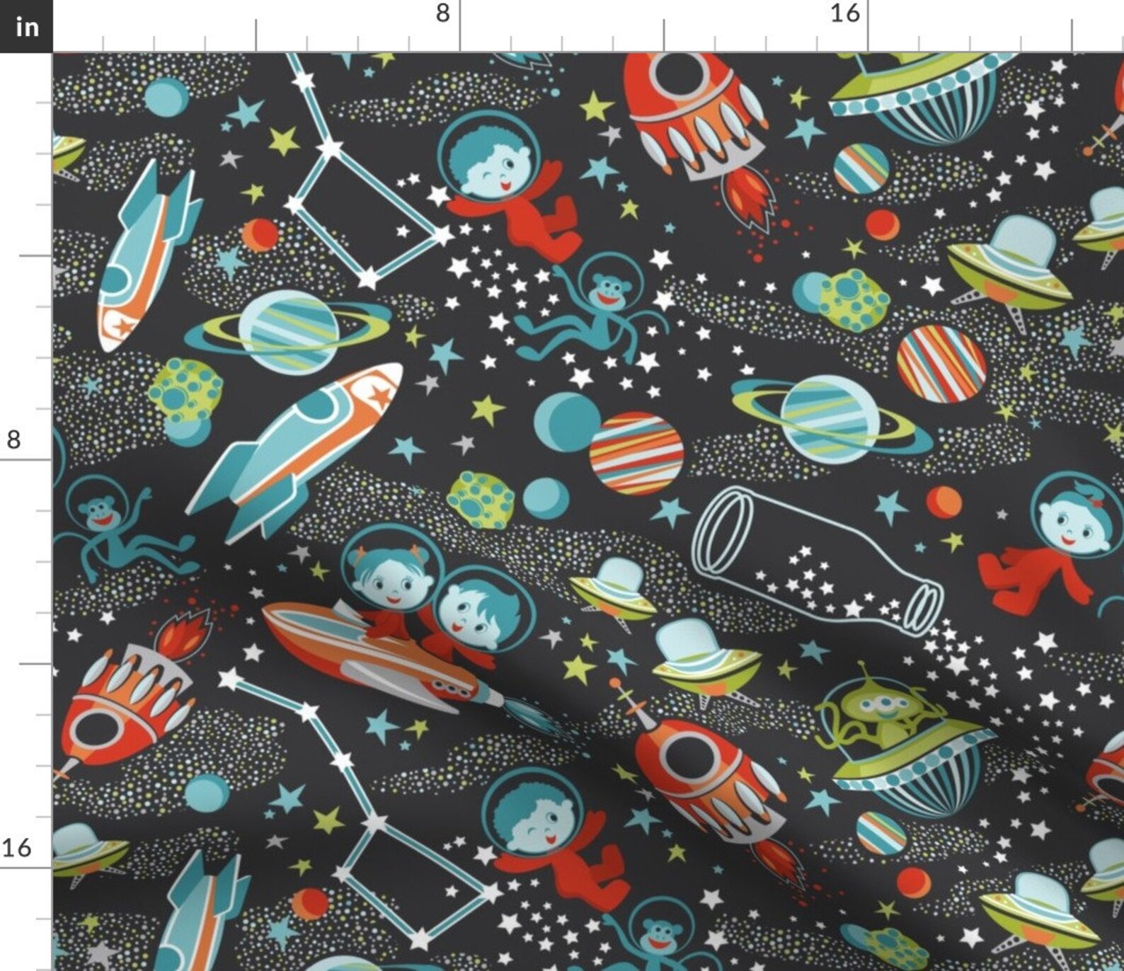 Outer Space Fabric Cosmic Adventure by Cjldesigns Alien - Etsy