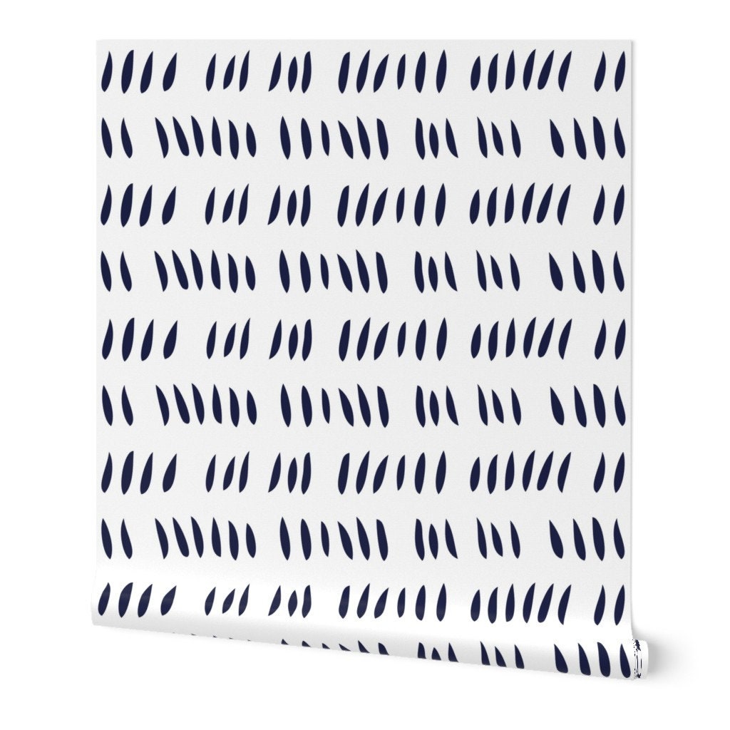 Hash Marks Wallpaper Hash Row Cutouts White Midnight Blue by | Etsy