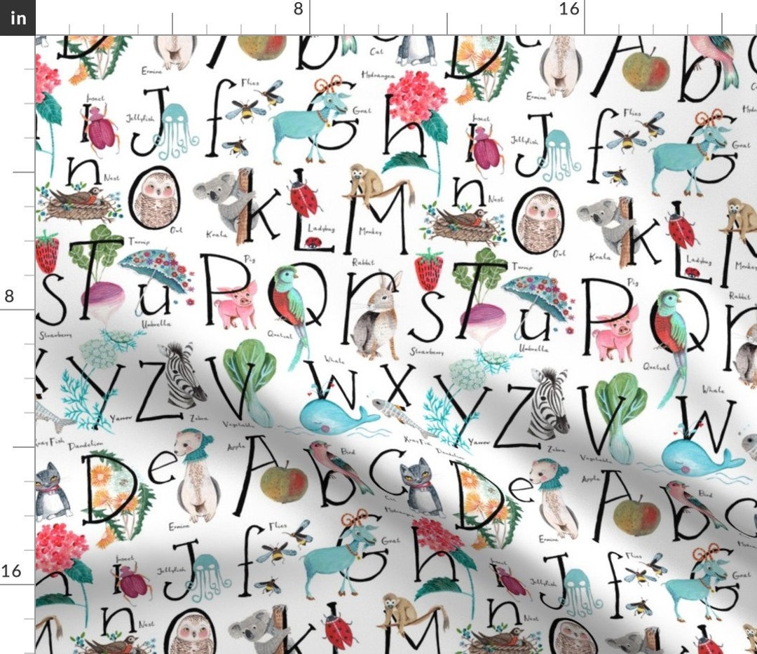 Alphabet Fabric alphabet Abc Pink Blue Green by Caroline Bonne Muller ...