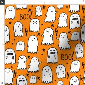 Orange Ghouls Fabric Ghost Orange Halloween Fabric by Charlottewinter ...