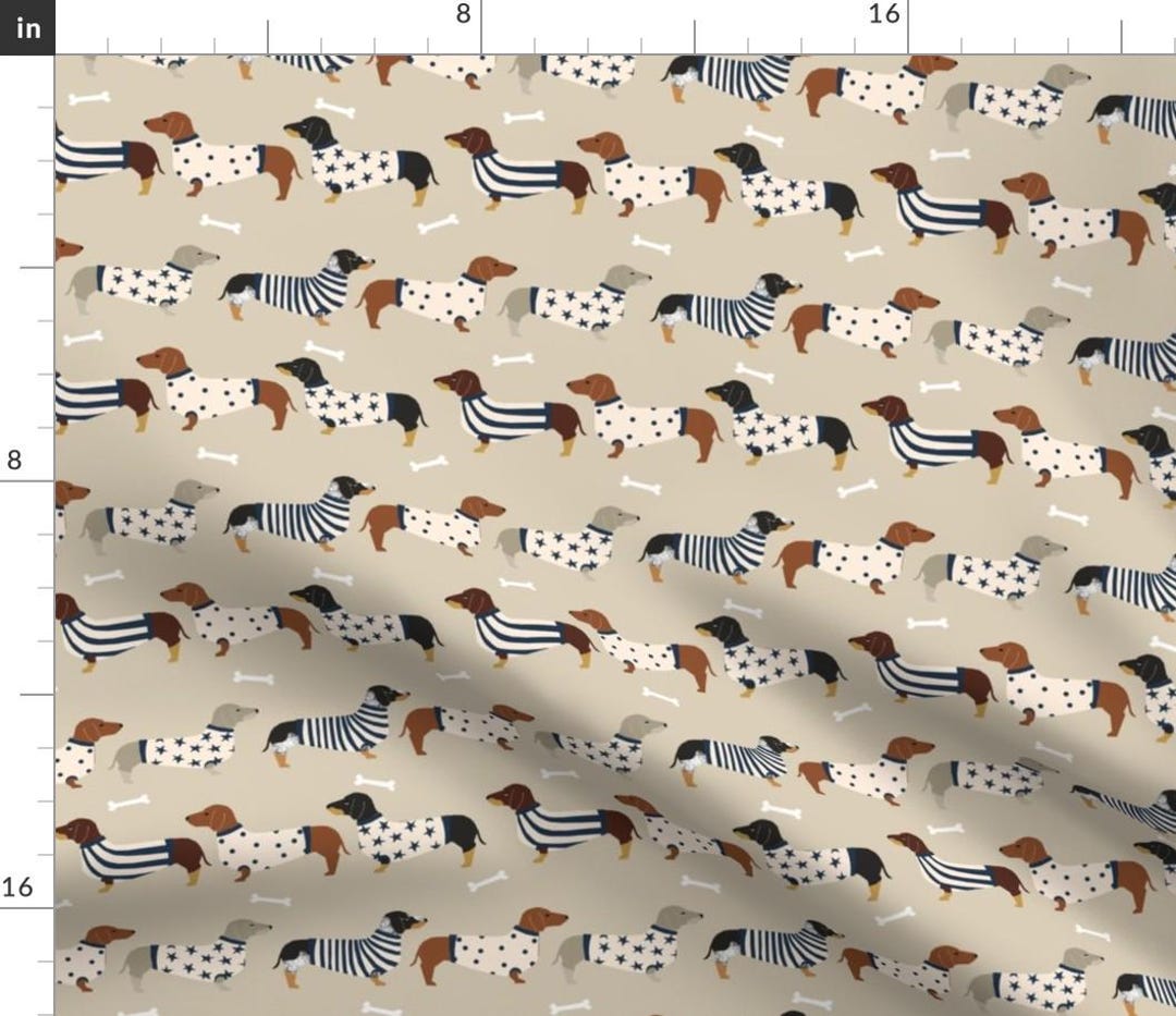 Dachshund in Sweaters Fabric Dachshund Dog Fabric by Petfriendly Baby ...