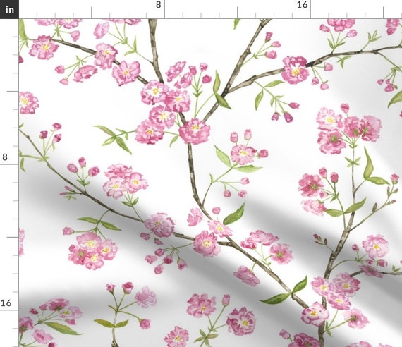 Spring Cherry Blossom Fabric Cherry Blossoms By Jillbyers | Etsy