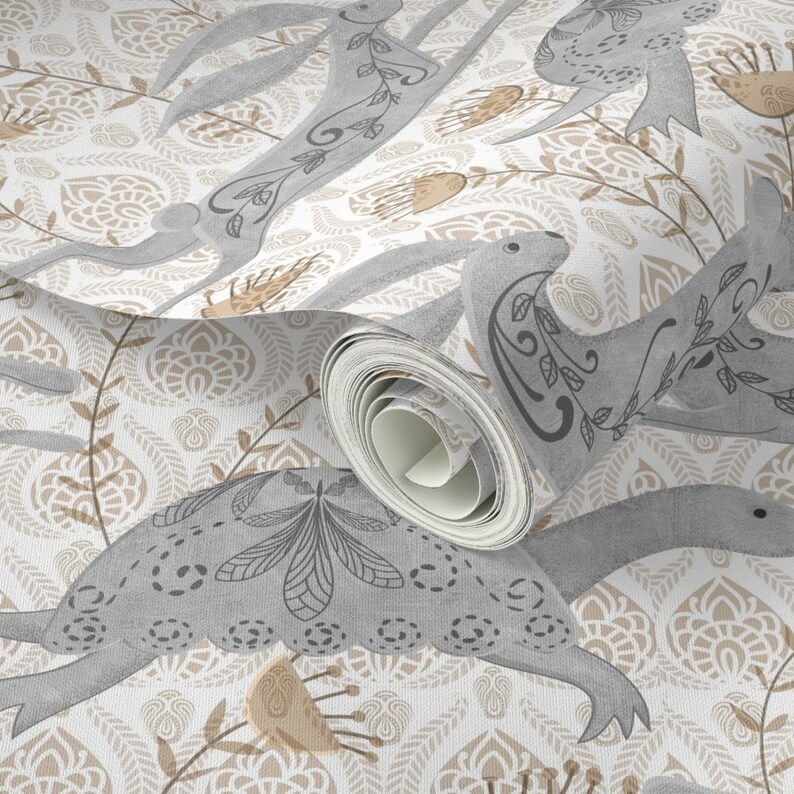 Rabbit and Turtle Wallpaper the Tortoise Hare Chase by Vo - Etsy