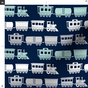 Train Fabric Trains on Navy Modern Train Fabric by Littlearrowdesign ...