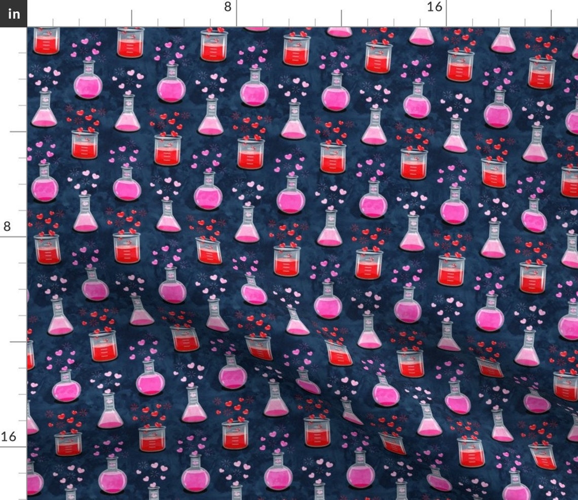 Beaker Fabric Love Potion Valentines on Blue by - Etsy