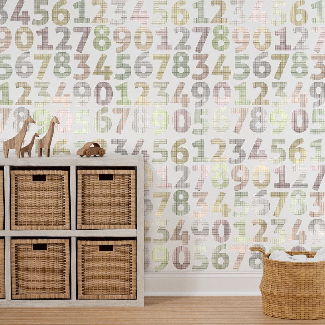 Number Wallpaper Jumbo Number Grid on White by Weavingmajor - Etsy
