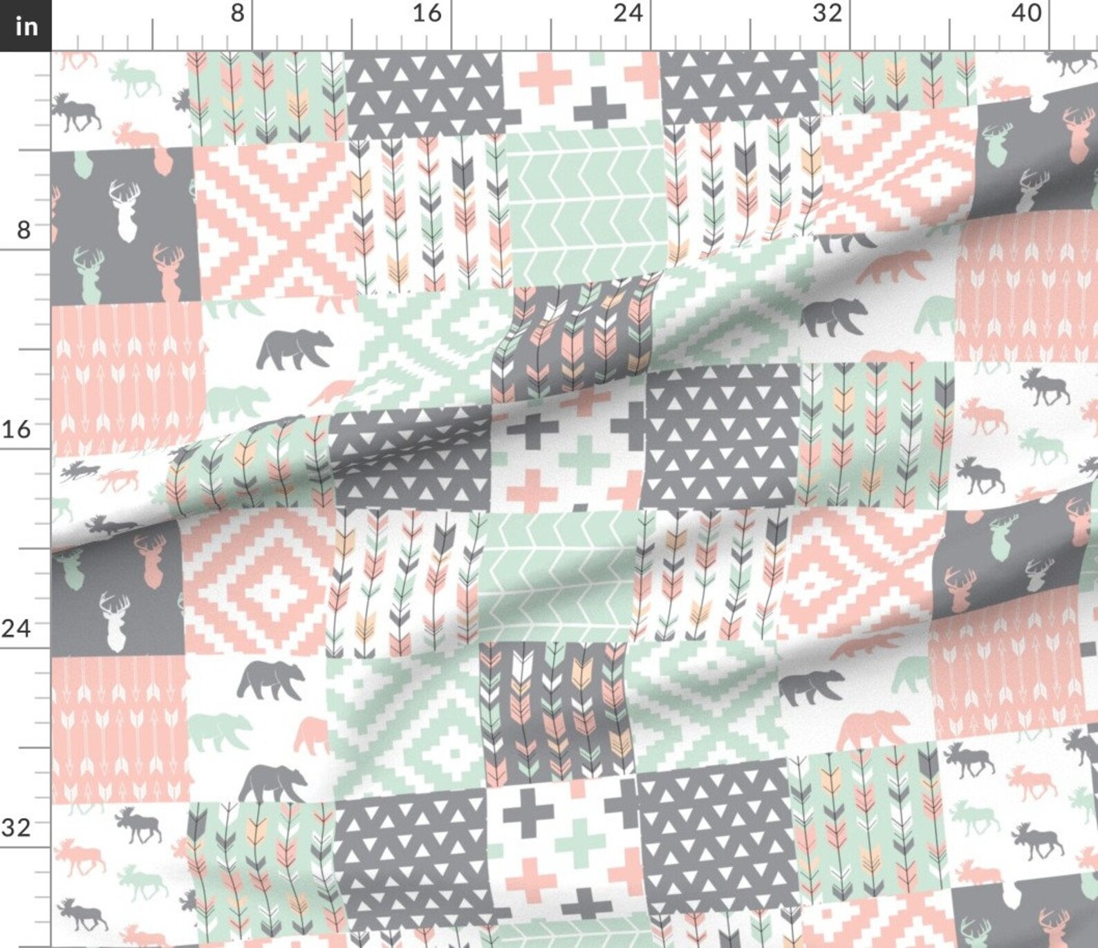Baby Girl Fabric Patchwork Cheater Quilt Pink Grey Mint - Etsy