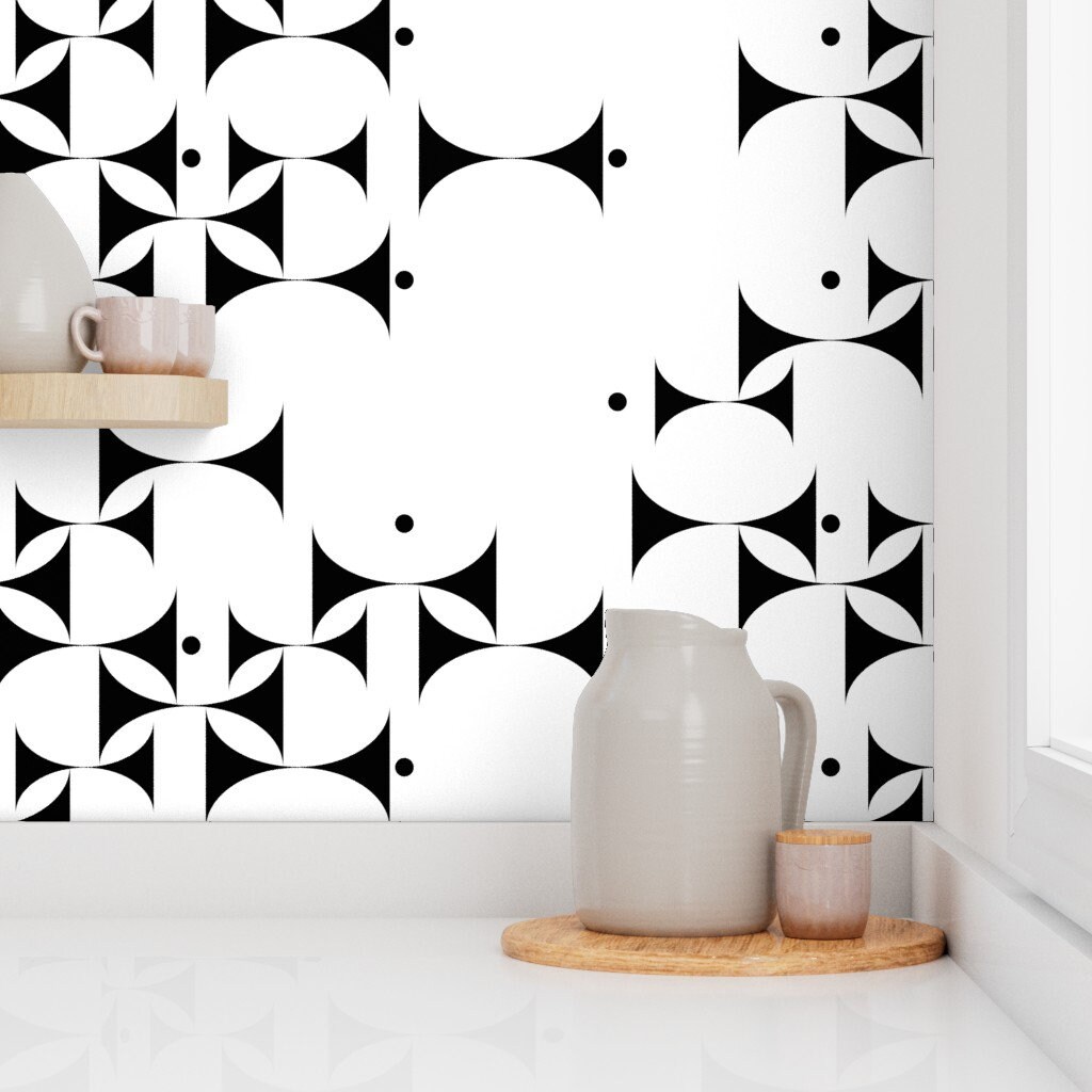 Abstract Wallpaper Ping Pong by Alchemiedesign Black and - Etsy