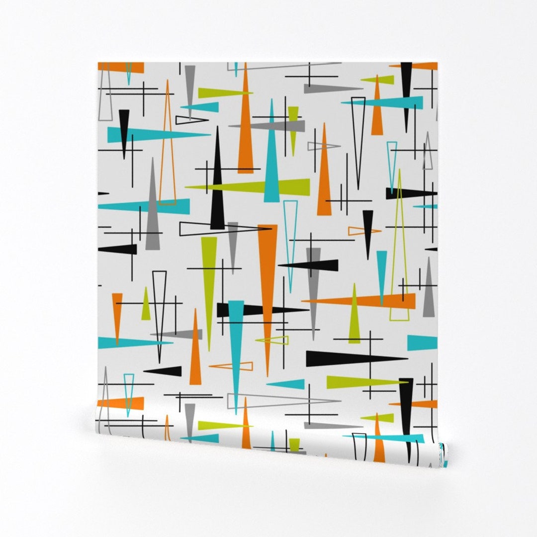 Triangles Mid Century Modern Wallpaper Triunity 6a by Tonyanewton ...